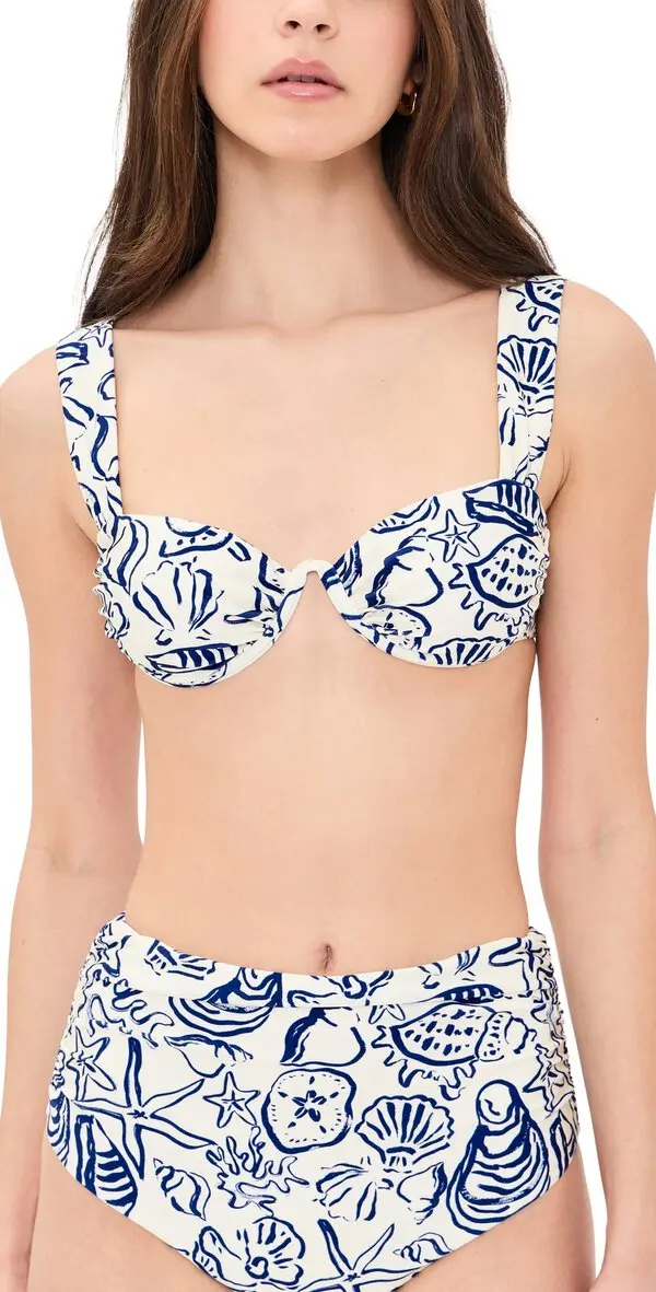 Simkhai Anniston Ruched Cup Bikini Top - Blueberry Multi