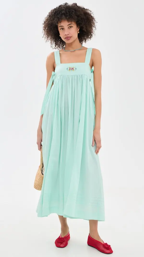 DAMSON MADDER Sleeveless Midi Dress With Embroidered Logo