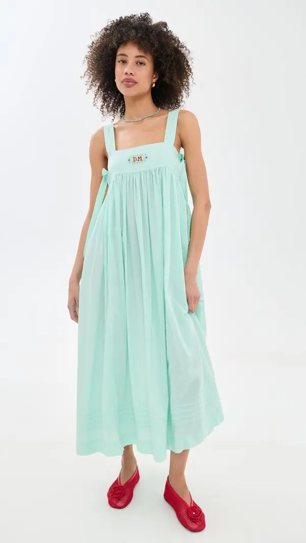 DAMSON MADDER Sleeveless Midi Dress With Embroidered Logo