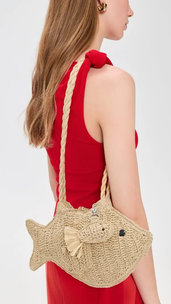 DAMSON MADDER Raffia Fish Bag