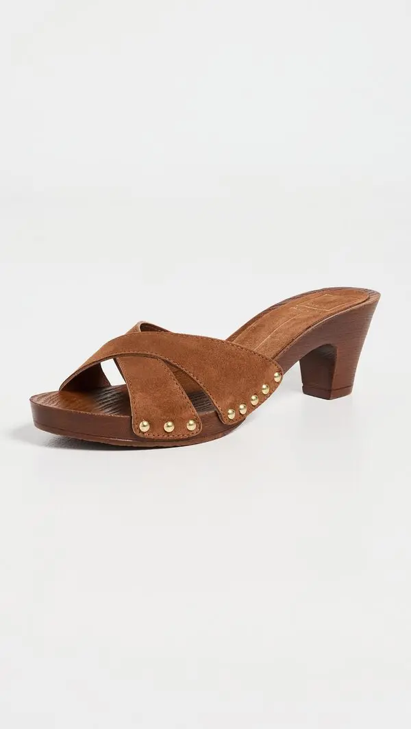Dolce Vita Averie Nubuck Leather Clogs With Gold-tone Studs