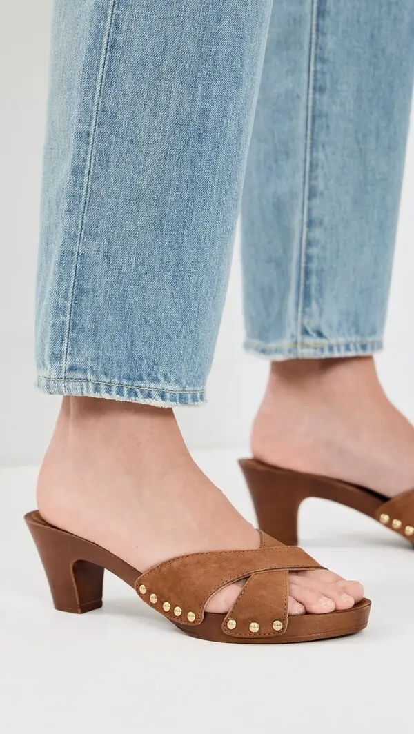 Dolce Vita Averie Nubuck Leather Clogs With Gold-tone Studs