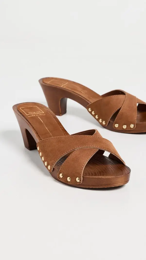Dolce Vita Averie Nubuck Leather Clogs With Gold-tone Studs