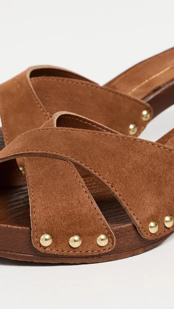 Dolce Vita Averie Nubuck Leather Clogs With Gold-tone Studs