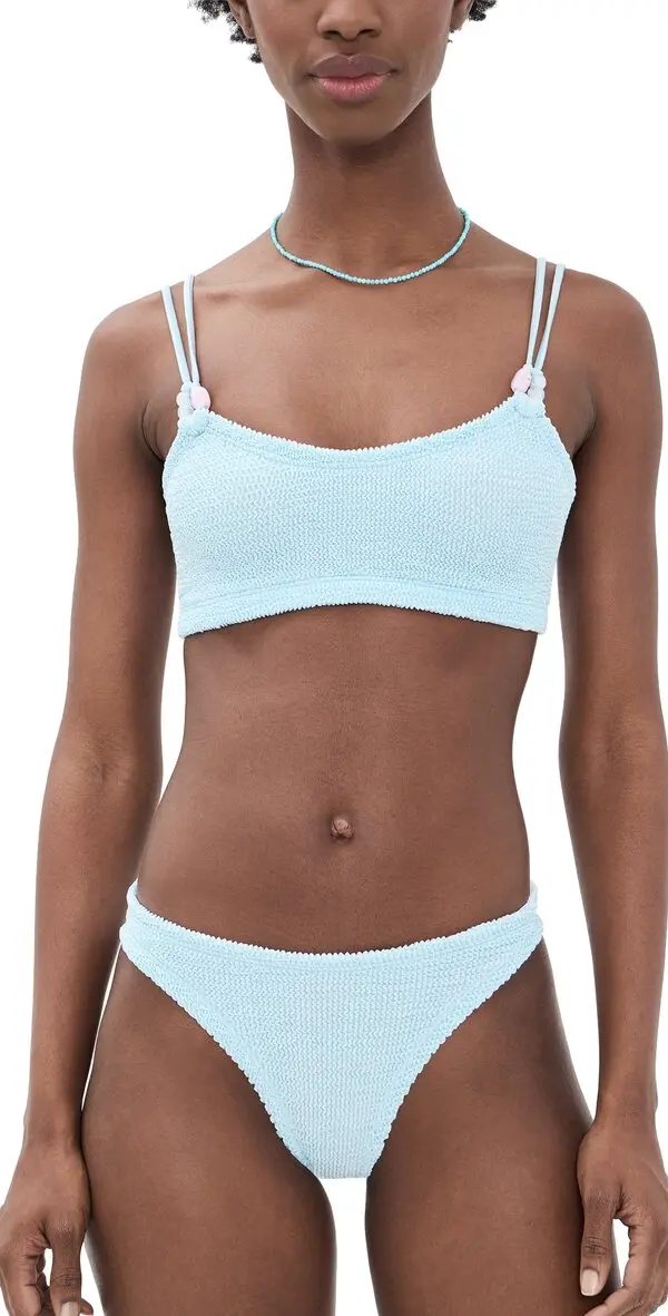 Hunza G Cassie Beaded Bikini - Metallic Ice Blue