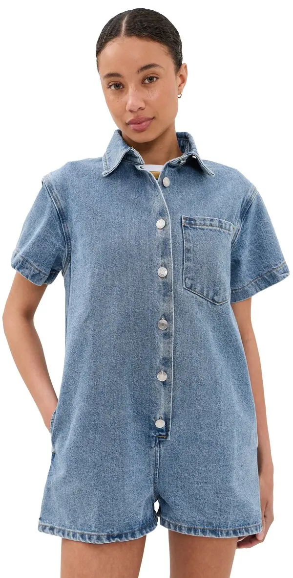 PARKE Short Sleeve Denim Romper - Vintage