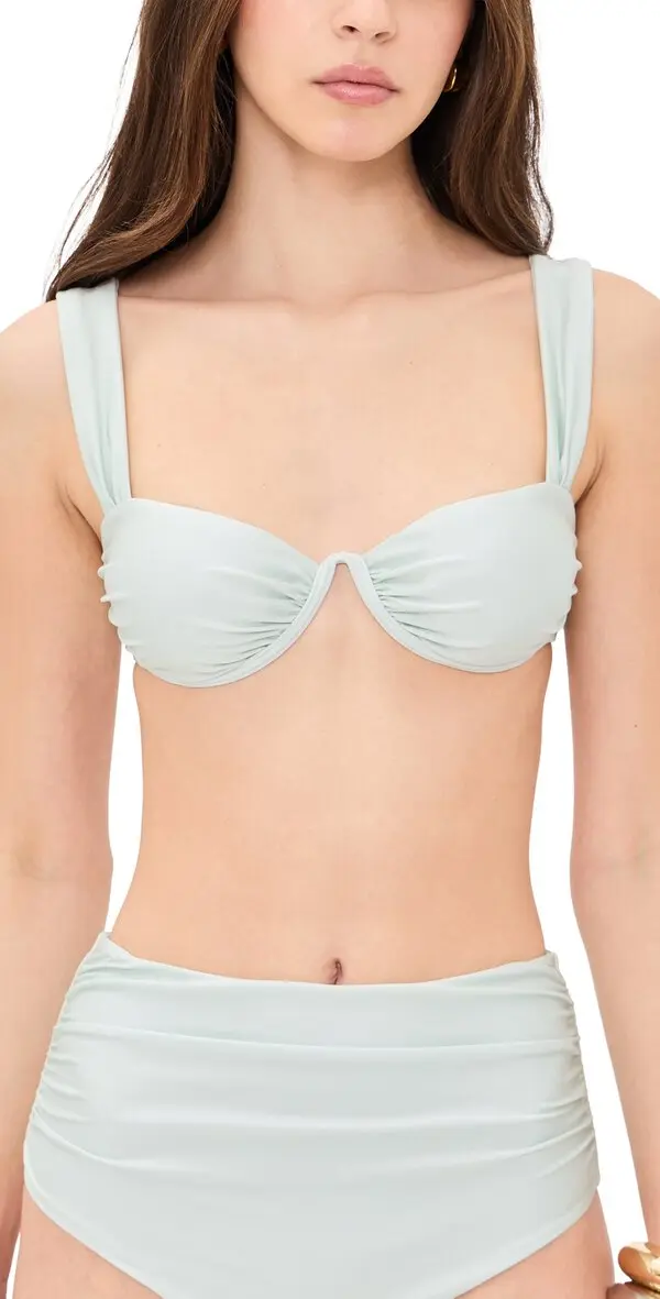 Simkhai Anniston Glitter Bikini Top - Mint