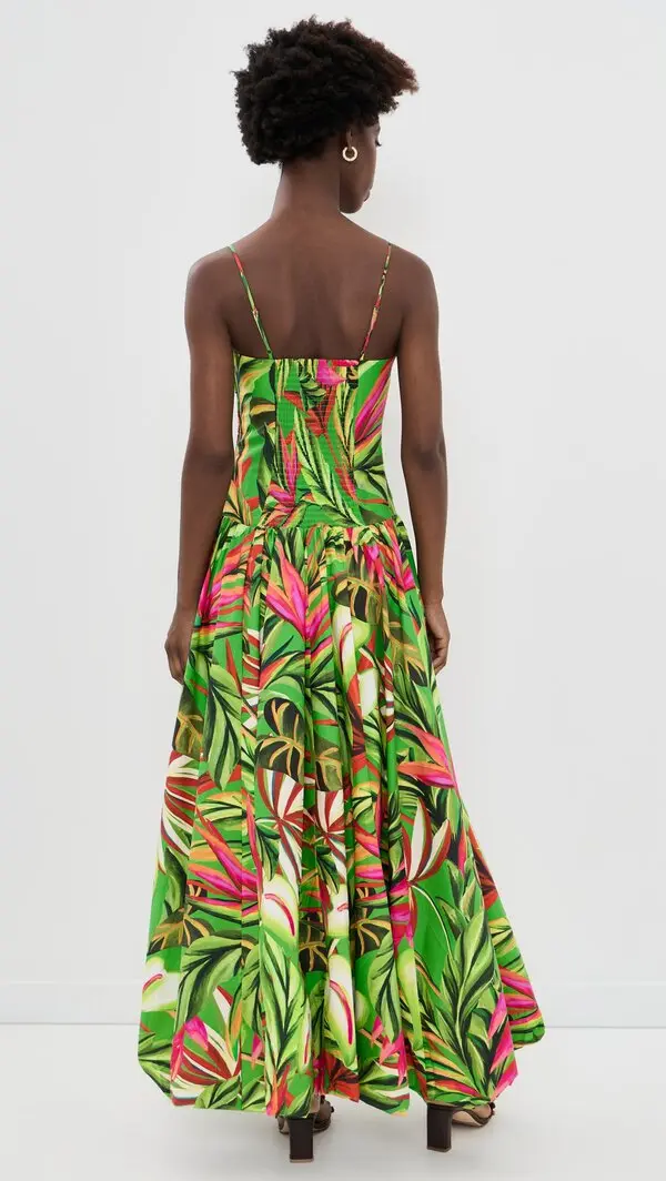 Farm Rio Tropical Print Square Neck Maxi Dress