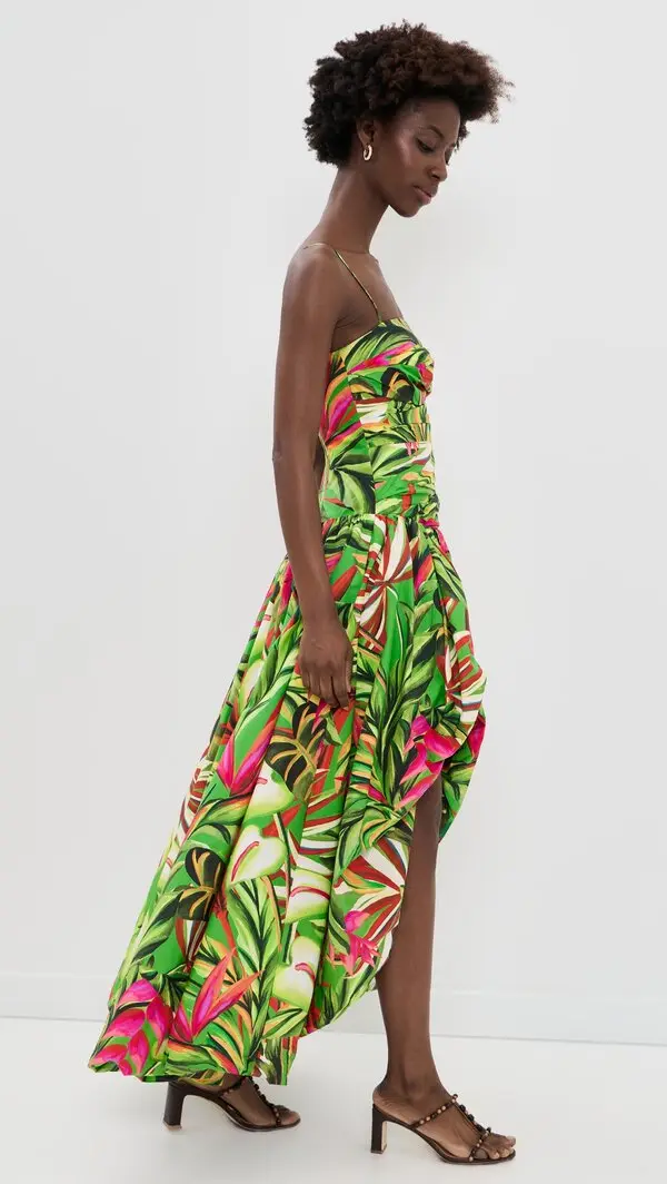 Farm Rio Tropical Print Square Neck Maxi Dress