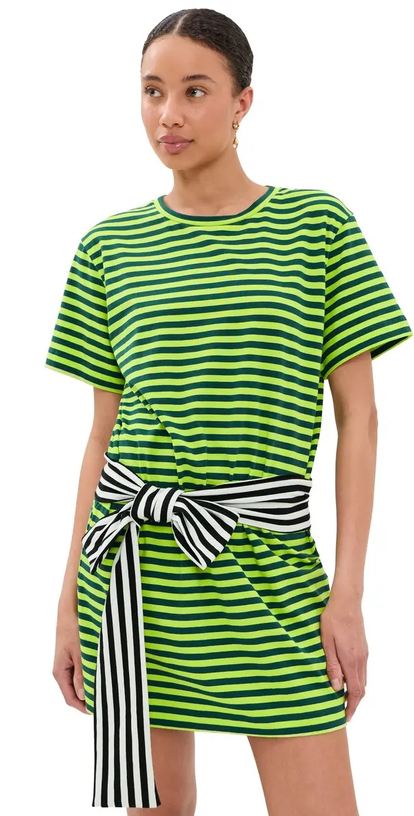 SIMONMILLER Lottie T-shirt Dress - Lime Stripe Combo