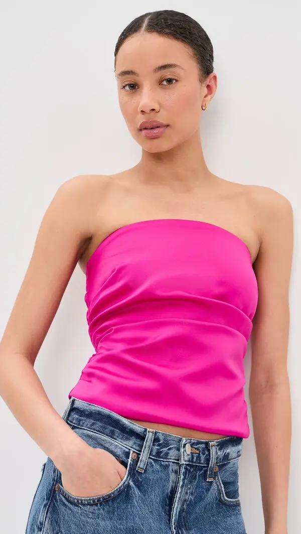 GANNI Duchesse Satin Bandeau Top