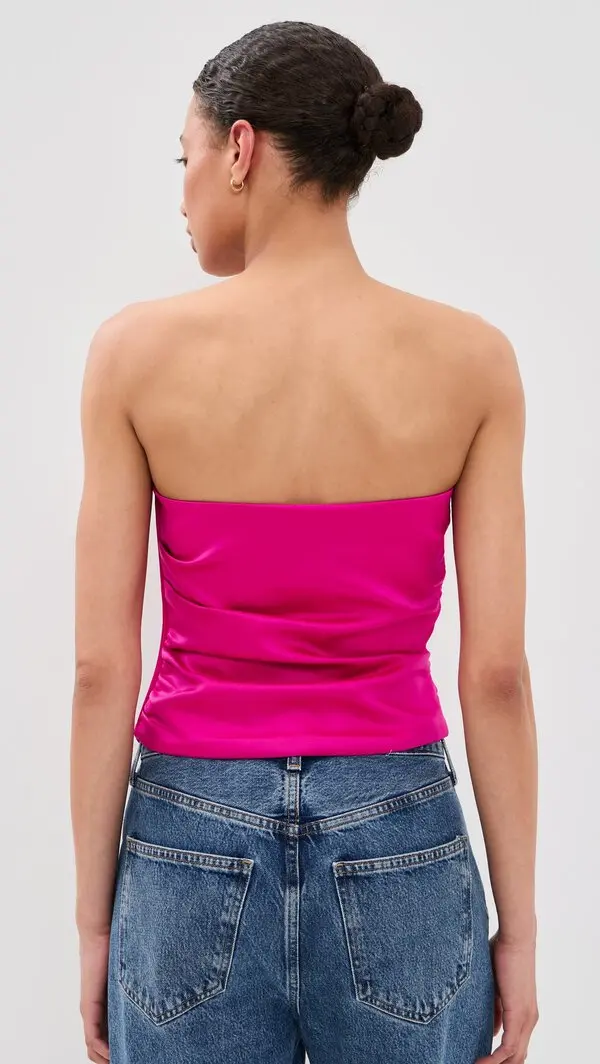 GANNI Duchesse Satin Bandeau Top