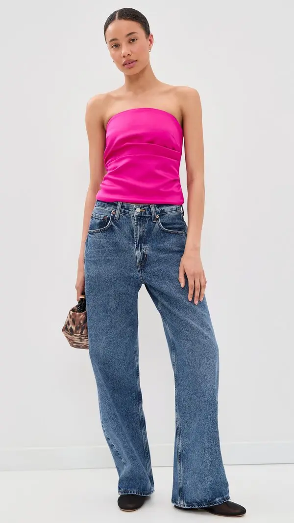 GANNI Duchesse Satin Bandeau Top