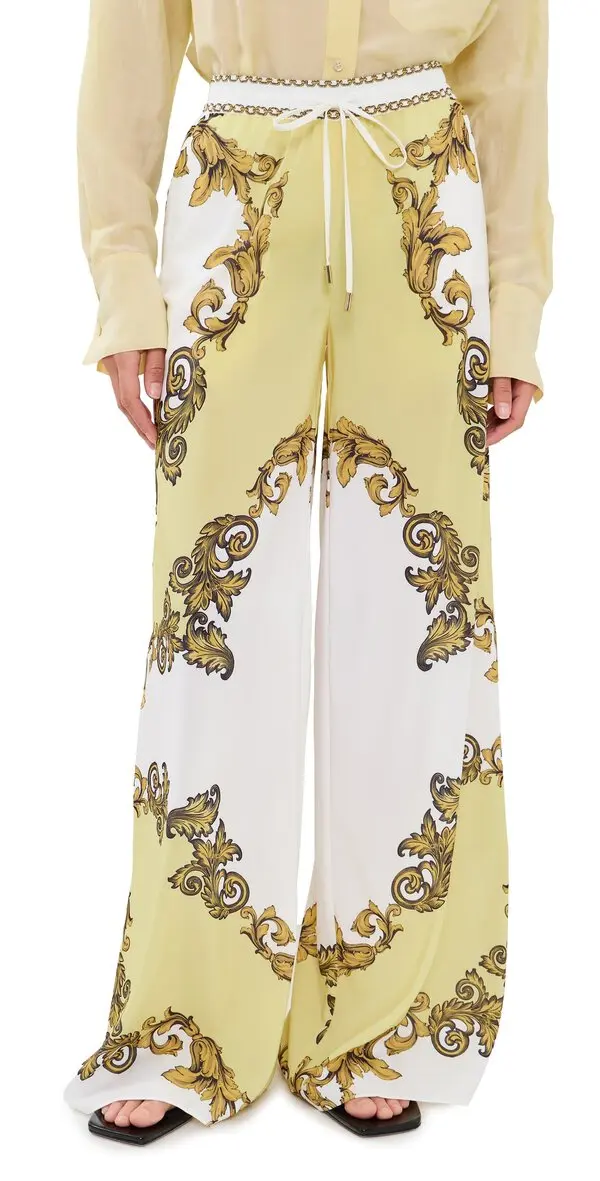 Alice + Olivia Ojai Wide Leg Baroque Print Pants - Golden Coast