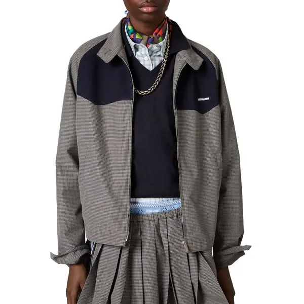 Miu Miu Gingham Check Blouson Jacket
