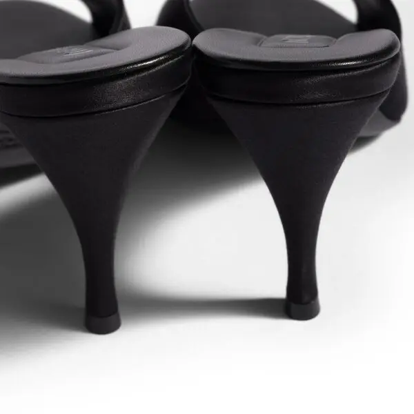 Miu Miu Satin Sandals With Embroidered Logo - Black