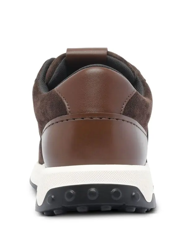 TOD'S Suede And Leather Paneled Lace-up Flat Shoes