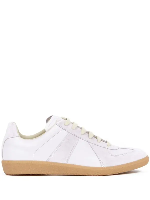 MAISON MARGIELA White Leather And Suede Lace-up Sneakers