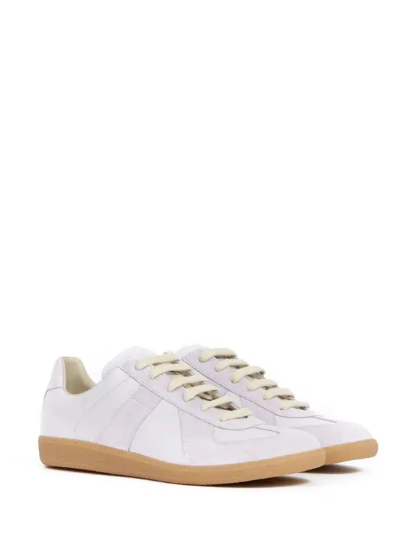 MAISON MARGIELA White Leather And Suede Lace-up Sneakers