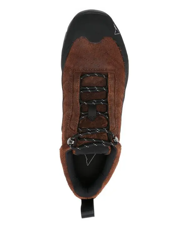 ROA Leather And Textile Lace-up High Top Sneakers - Brown