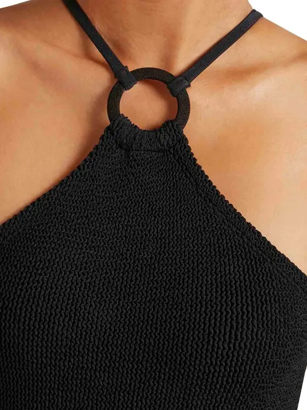 HUNZA Halterneck Swimsuit With Tonal Ring Detail