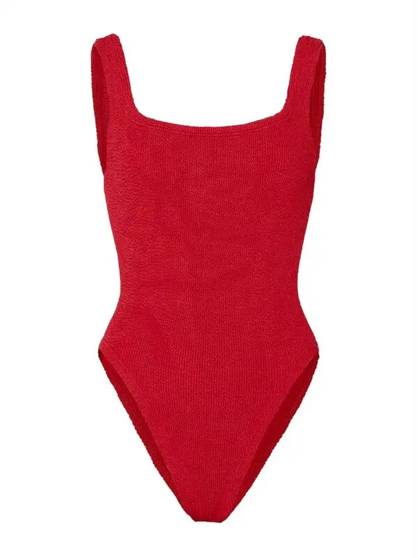HUNZA G Square Neck One Piece Swimsuit - Red