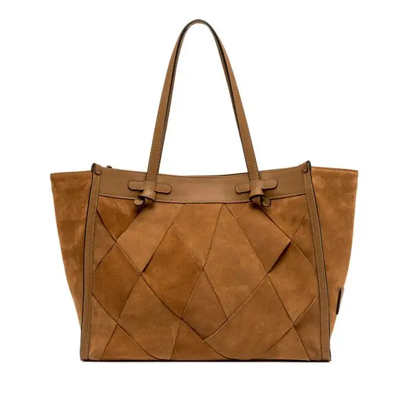 GIANNI CHIARINI Firenze Marcella Suede Shopper Bag - Caramel