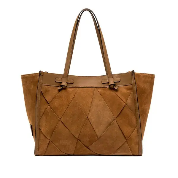 GIANNI CHIARINI Firenze Marcella Suede Shopper Bag - Caramel