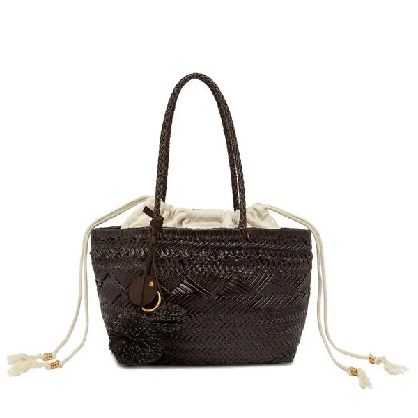 GIANNI CHIARINI Firenze Woven Leather Bucket Bag With Drawstring Closure