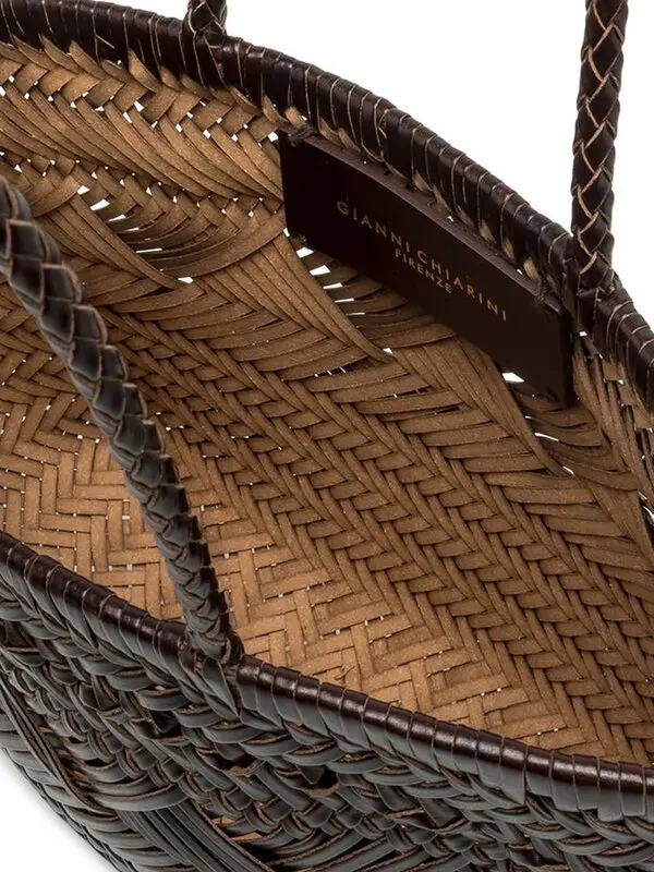 GIANNI CHIARINI Firenze Woven Leather Bucket Bag With Drawstring Closure