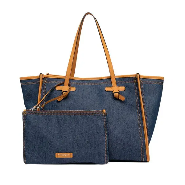 GIANNI CHIARINI Firenze Marcella Denim Tote Bag With Pouch - Blue/mou