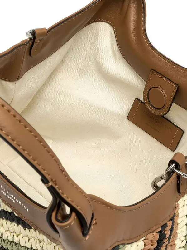 GIANNI CHIARINI Woven Leather Trim Tote Bag With Pouch