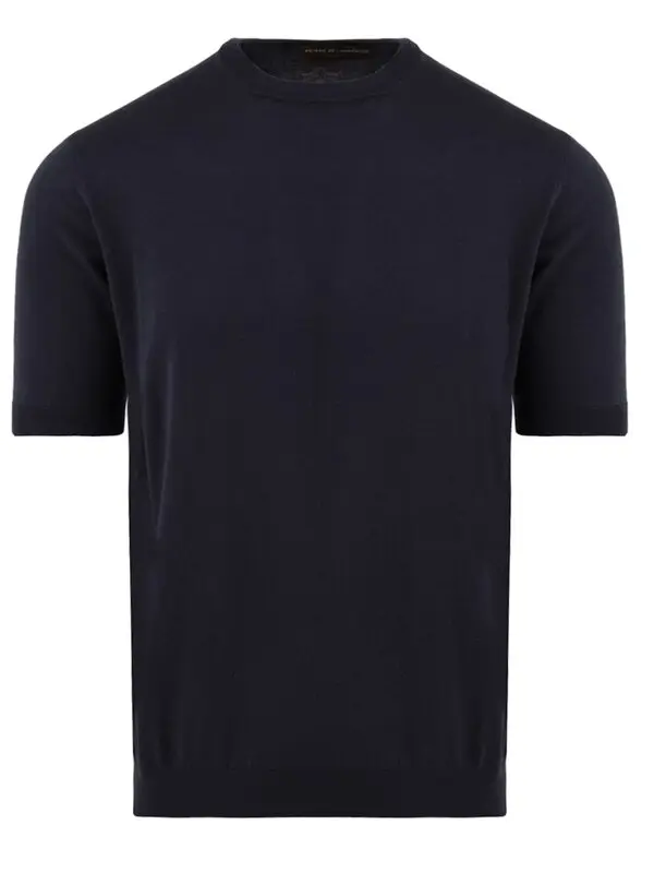 FILIPPO DE LAURENTIIS Short Sleeve Silk Sweater - Oltremare