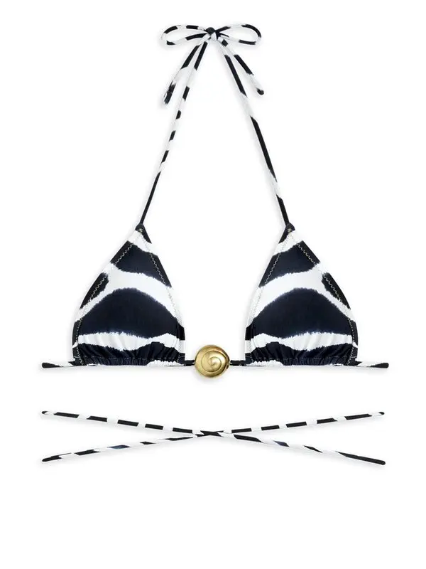 REINA OLGA Miami Triangle Bikini Top - Blue Zebra