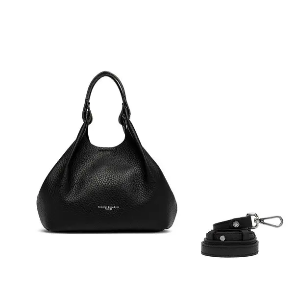 GIANNI CHIARINI Dua Maxi Grained Leather Shoulder Bag With Pouch - Nero