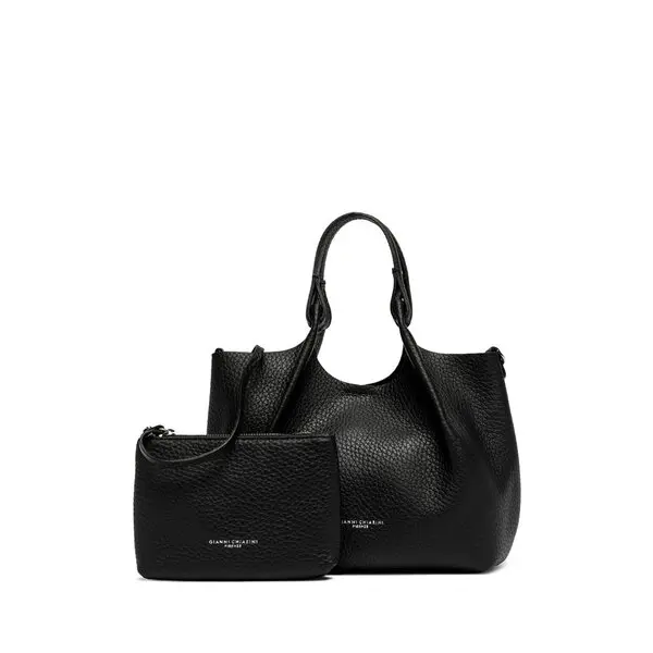 GIANNI CHIARINI Dua Maxi Grained Leather Shoulder Bag With Pouch - Nero