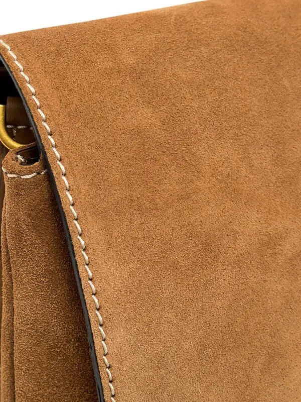 GIANNI CHIARINI Firenze Suede Shoulder Bag With Contrast Zippers - Caramel