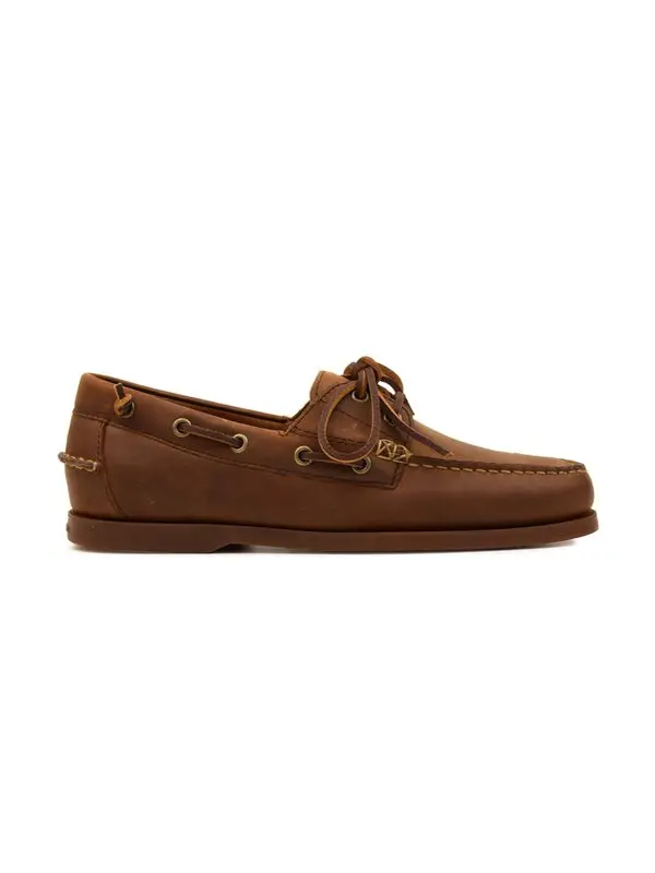 Ralph Lauren Oiled And Waxed Leather Boat Shoes - Deep Saddle
