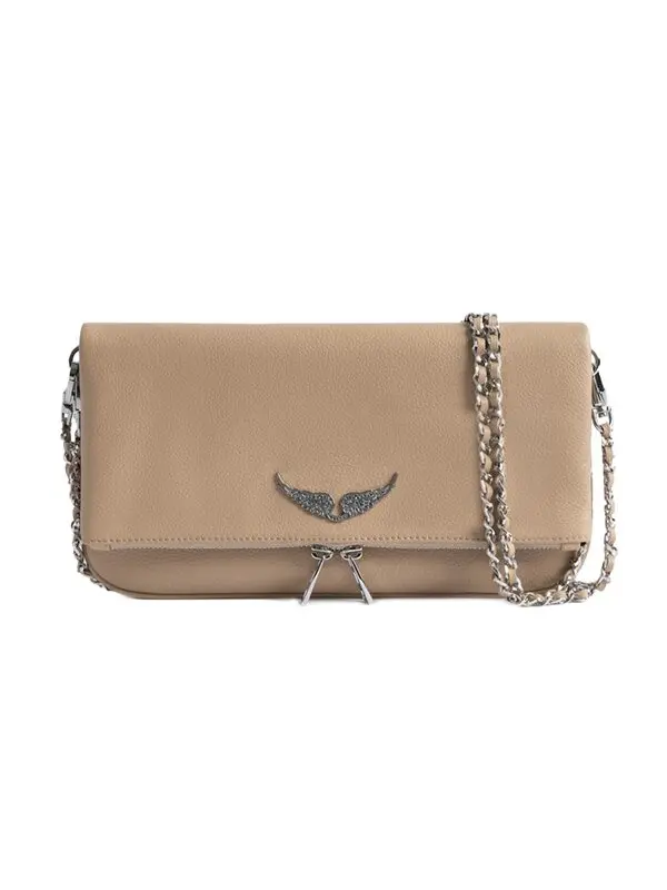 Zadig&Voltaire Rock Clutch Bag With Rhinestone Wings - Clay