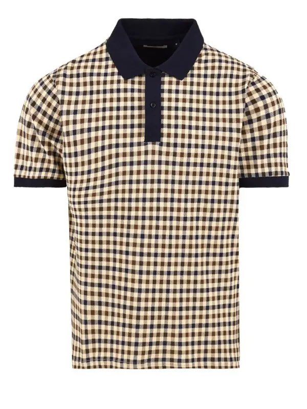 Aquascutum Short Sleeve Checked Polo Shirt