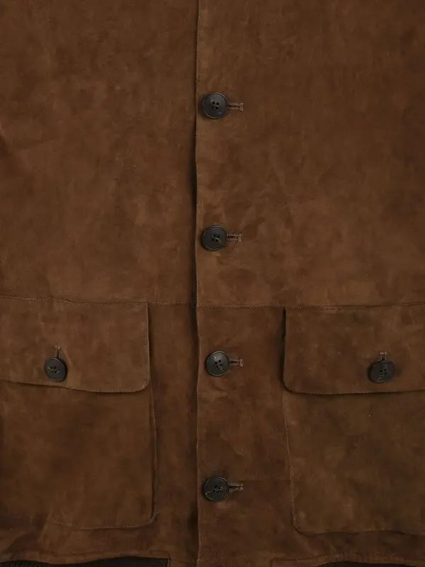 THE JACK LEATHERS Suede Button-front Jacket - Pecan
