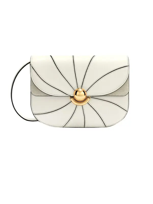 Furla Sfera Small Crossbody Bag With Suede Flap And Sphere Clasp - Cream