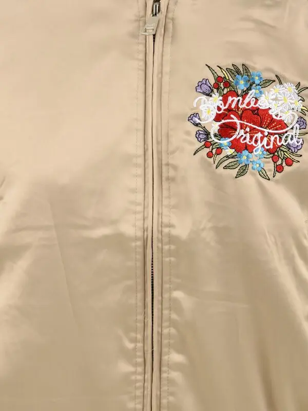 BOMBERS Satin Bomber Jacket With Floral Embroidery