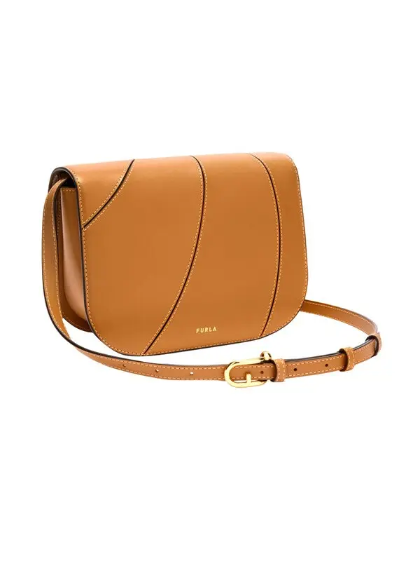 Furla Sfera Small Crossbody Bag In Smooth Calfskin And Suede - Brown
