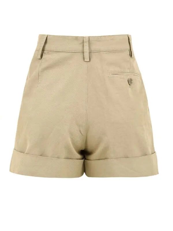 Aspesi Cotton Linen Blend Cuffed Shorts - Beige