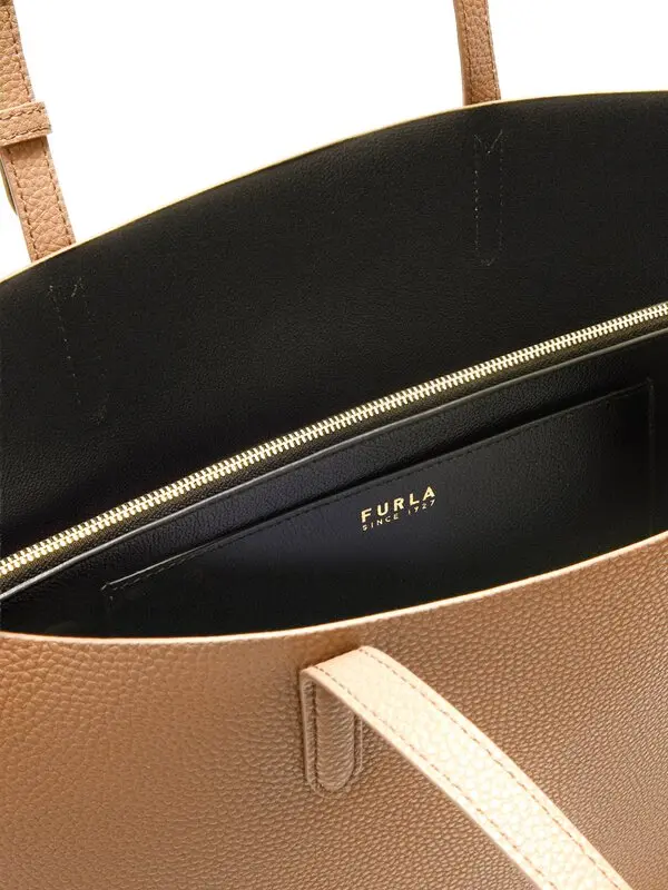 Furla Ava Leather Tote Bag - Toffee/nero