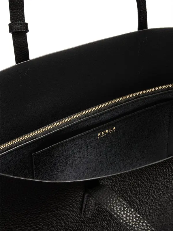 Furla Ava Tote Bag In Pebble Leather - Nero/nero