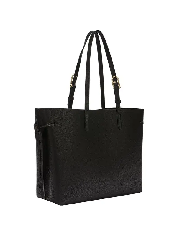 Furla Ava Tote Bag In Pebble Leather - Nero/nero