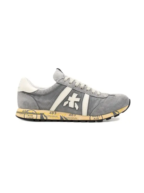 Premiata Lace-up Suede And Fabric Sneakers - Grey