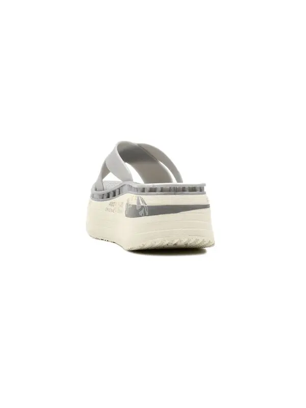Premiata Platform Sandals With Criss-cross Straps And Graphic Sole - Silver
